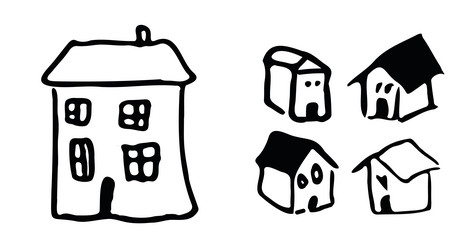 Whimsy hand drawn house motif for rural Royalty Free Vector