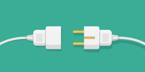 Electric plug disconnected from socket icon Vector Image
