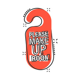 Hotel room with please make up sign Royalty Free Vector