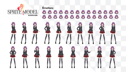 Set emotions sprite full length character Vector Image