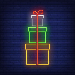 Pile of presents neon sign Royalty Free Vector Image