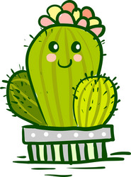 A cute prickly cactus plant emoji in pink pot Vector Image