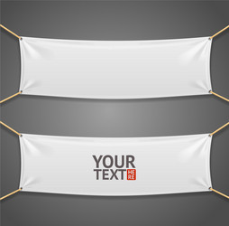 Fabric rectangular red banner with ropes Vector Image