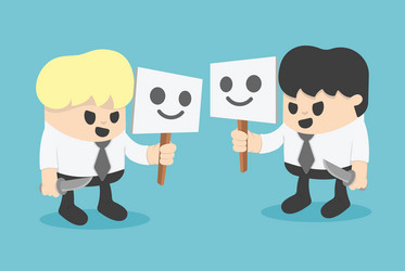 Depressed man hide face behind mask landing page Vector Image