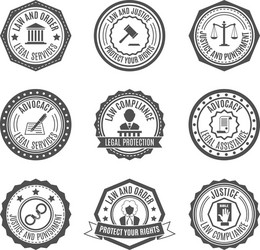 Law labels icons set Royalty Free Vector Image
