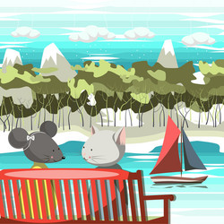 Cat mouse fishing Royalty Free Vector Image - VectorStock