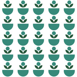 Green geometry plant pots pattern in vintage style