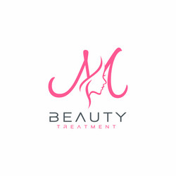 Letter m beauty women face logo design Royalty Free Vector