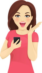 Cute woman cartoon using mobile phone Royalty Free Vector