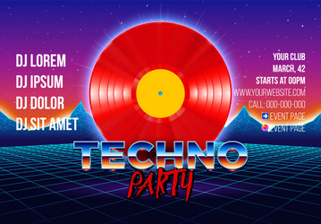 80s party poster with blue background and vinyl lp