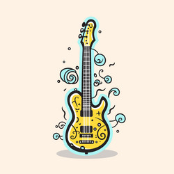 Electric guitar hand-drawn comic guitar Royalty Free Vector