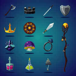 Set of magic items for computer fantasy game Vector Image