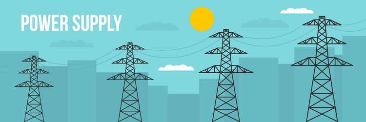 Power line banner flat style Royalty Free Vector Image