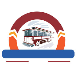 Bus in graphic style blue color logo isolated Vector Image