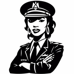 Female pilot black icon on white background Vector Image