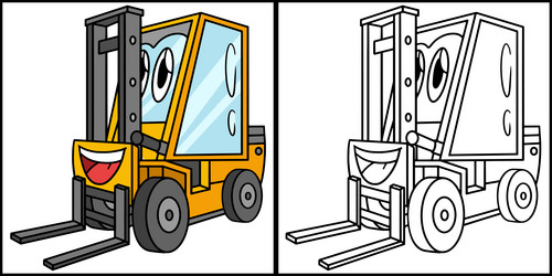 Forklift with face vehicle coloring page for kids Vector Image
