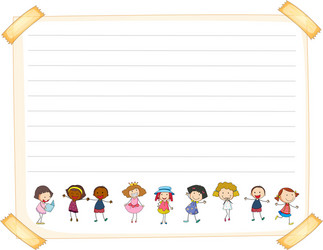 Line paper template with kids Royalty Free Vector Image