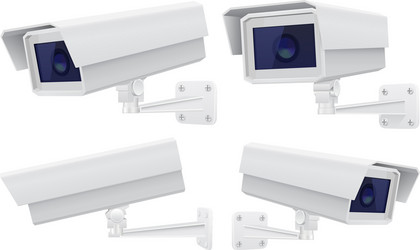 Surveillance cameras on wall Royalty Free Vector Image