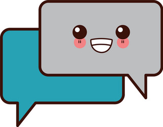 Chatting with smartphone cute kawaii cartoon Vector Image