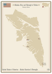 Map city and borough sitka in alaska Royalty Free Vector