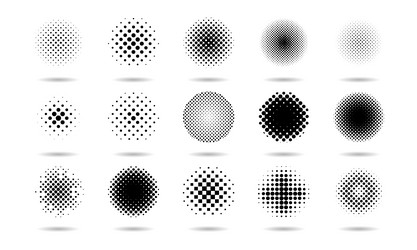 Circle halftone set dot pattern half tone round Vector Image
