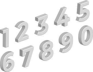 Number 3d in realistic style on white background Vector Image