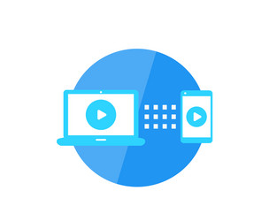 Play video player on laptop screen icon Royalty Free Vector