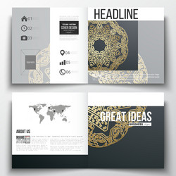 Set of square design brochure template golden Vector Image