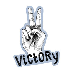 Sketched victory hand gesture Royalty Free Vector Image