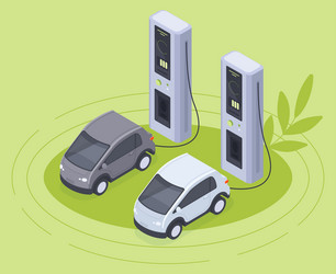 Isometric electric cars charging charging Vector Image