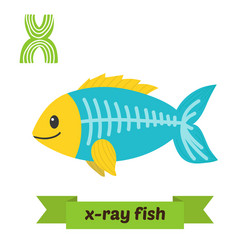 Alphabet x with x-ray fish Royalty Free Vector Image