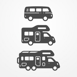 Caravan camper van symbol set Royalty Free Vector Image