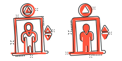 Elevator icon in comic style lift cartoon Vector Image