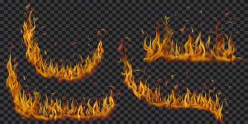 Set flame and fire in vintage style hand drawn Vector Image