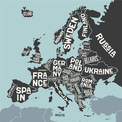 Europe map poster with country Royalty Free Vector Image