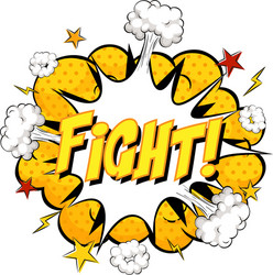 Fight text on comic cloud explosion rays Vector Image