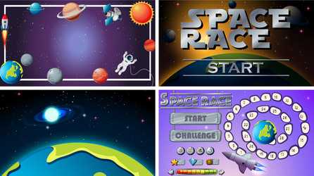 Kids boardgame with spaceships and planets riddle Vector Image