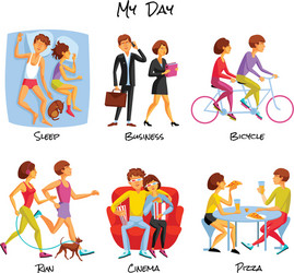 Cute boy daily routine activities set child Vector Image