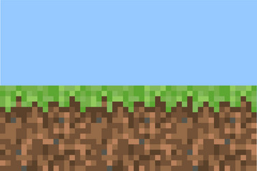 Pixel minecraft style land block background Vector Image