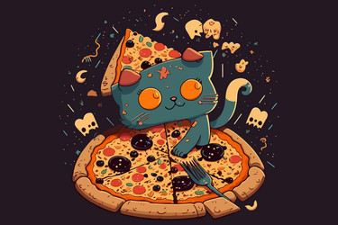 Cat pizza Royalty Free Vector Image - VectorStock
