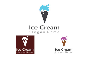 Ice cream logo design fresh cone template Vector Image