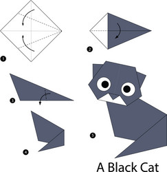 Step instructions how to make origami a fish Vector Image