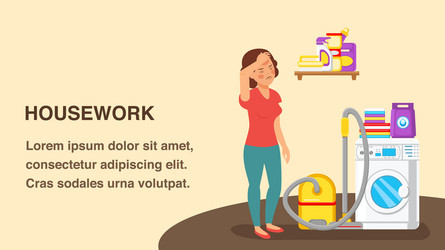 Cartoon housewife in housework activity set Vector Image