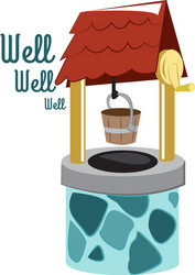 Stone and wood water well Royalty Free Vector Image