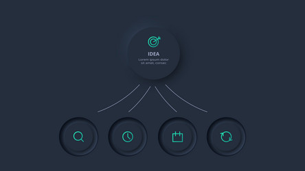 Neumorphic flowchart dark infographic creative Vector Image