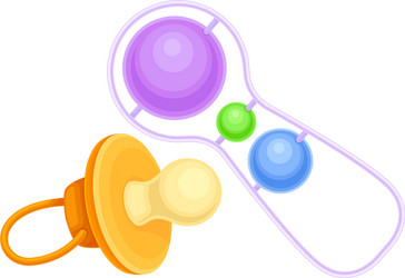 Red and gold baby rattle toy cartoon Royalty Free Vector