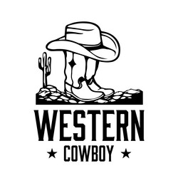 Western cowboy logo design template Royalty Free Vector