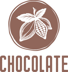 Organic cocoa round label with type design Vector Image