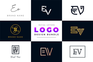 Luxury initial letters ev logo design Royalty Free Vector