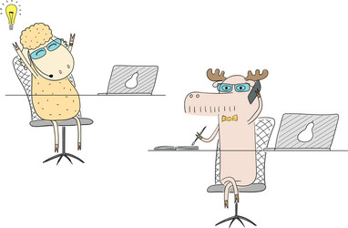 Sheep and moose talking on phone Royalty Free Vector Image